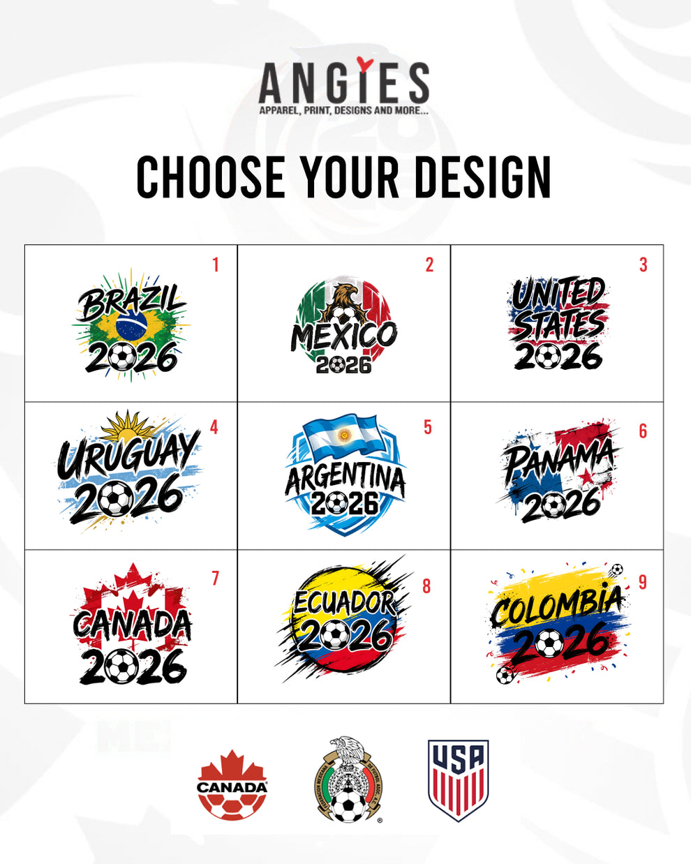 2026 Soccer Fan Crewneck, Hoodie & T-Shirt | Choose Your Country Desig ...